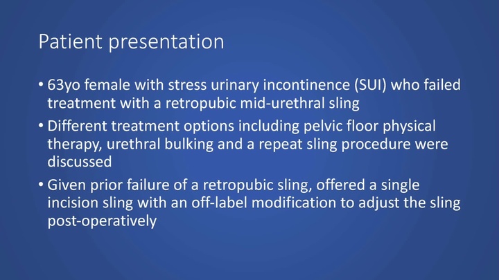A Novel Technique of Post-Operative Adjustment of Single Incision Sling ...