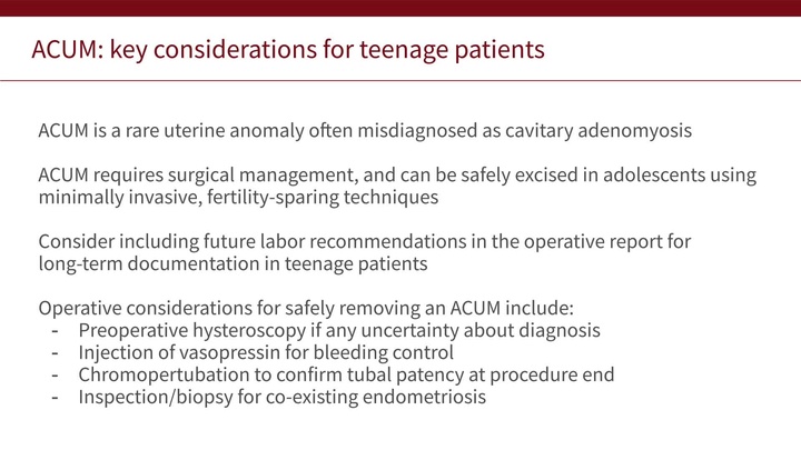 Laparoscopic Excision of an Accessory Cavitated Uterine Mass (ACUM) in ...