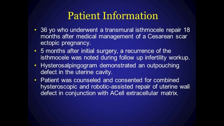 Robotic Assisted Laparoscopic Repair with Acell Extracellular Matrix ...