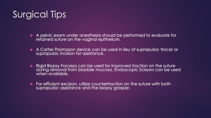 Suprapubic-Assisted Transurethral Excision of Eroded Transvaginal ...